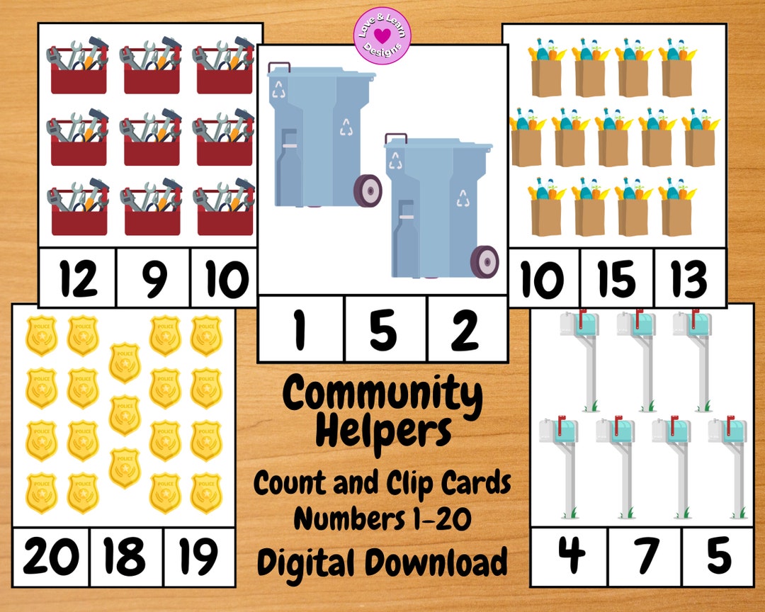 Community Helpers Count and Clip Cards| Child Inspired Printable ...