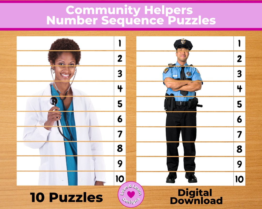 Community Helpers Number Sequence Puzzles| Child Inspired Printables ...