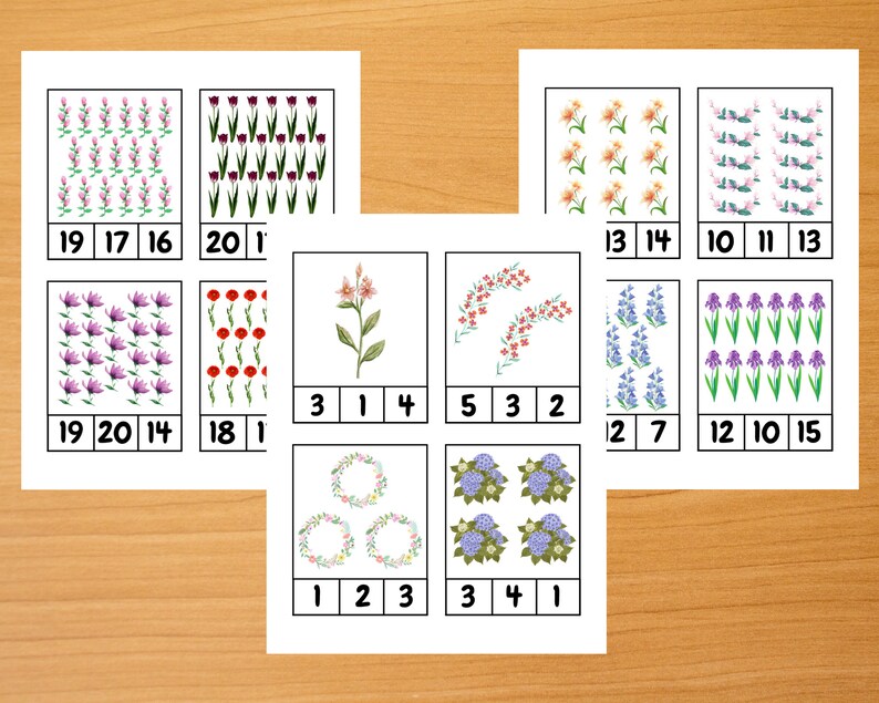 Flowers Count and Clip Cards| Printable Digital Download| Montessori ...