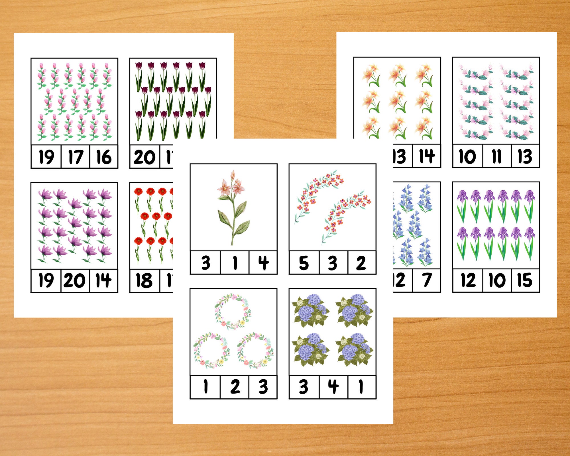 Flowers Count and Clip Cards| Printable Digital Download| Montessori ...