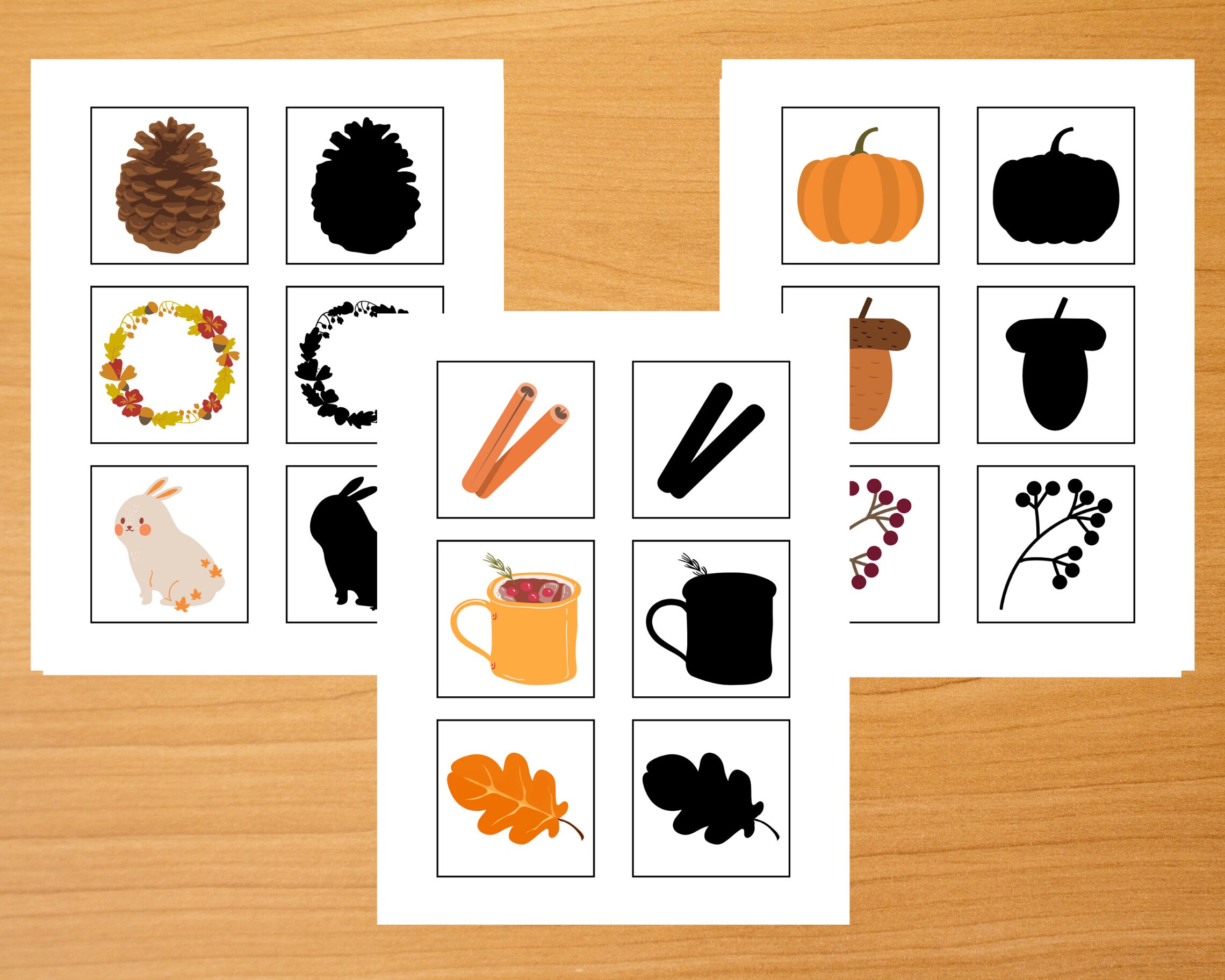 Autumn Shadow Matching Cards| Child Inspired Printables| Digital ...