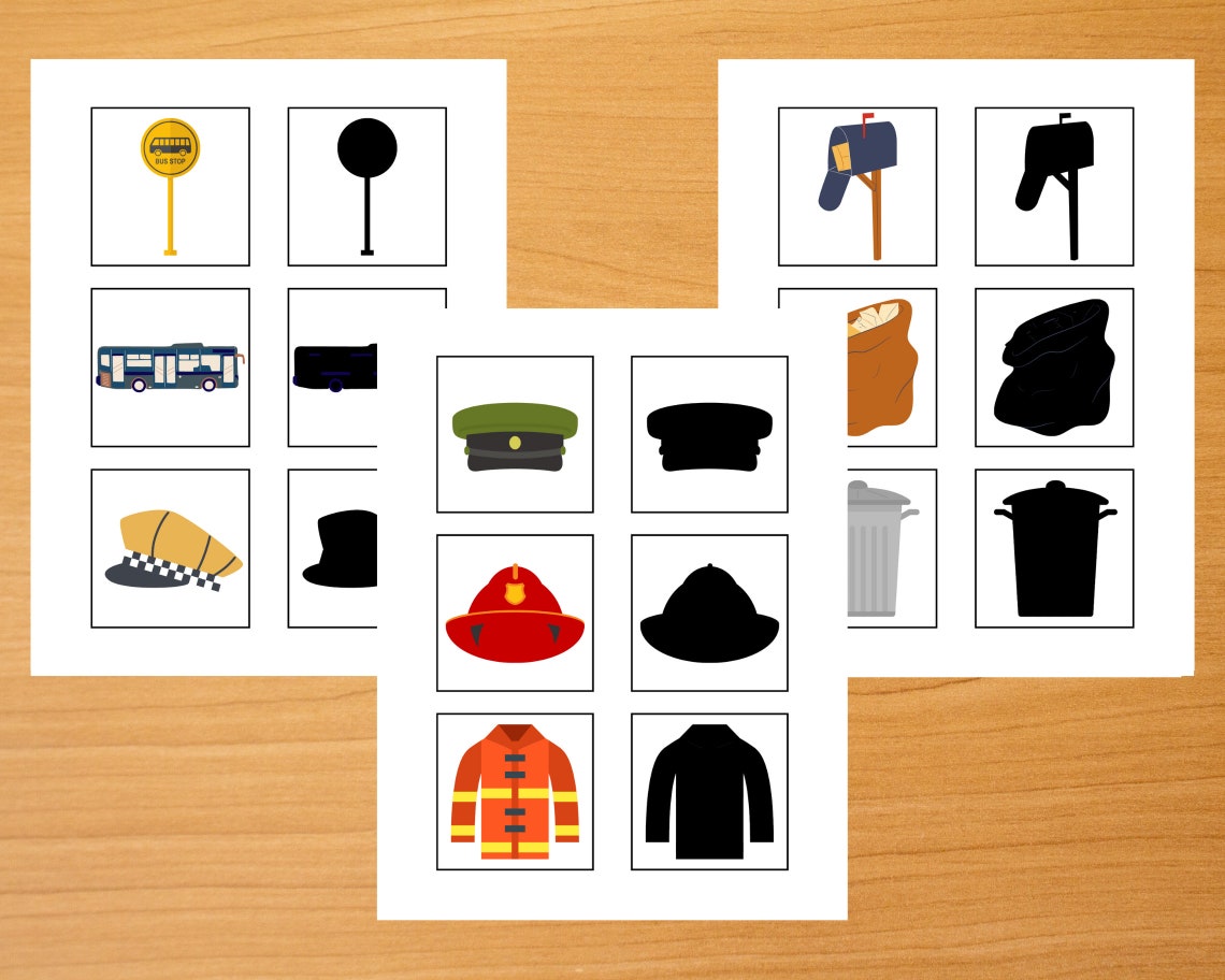 Community Helpers Shadow Matching Cards| Child Inspired Printables ...