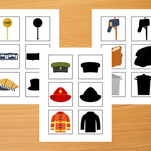 Community Helpers Shadow Matching Cards| Child Inspired Printables ...