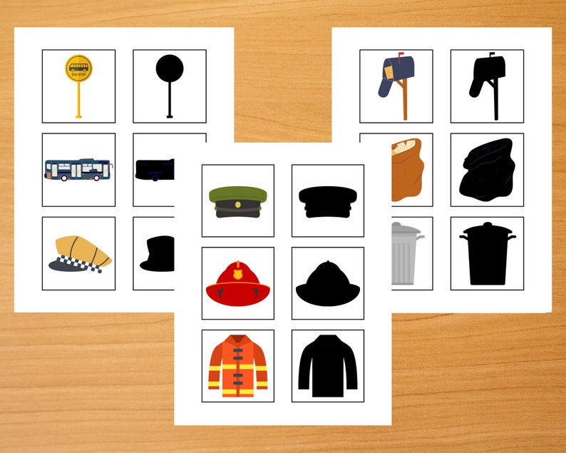 Community Helpers Shadow Matching Cards| Child Inspired Printables ...
