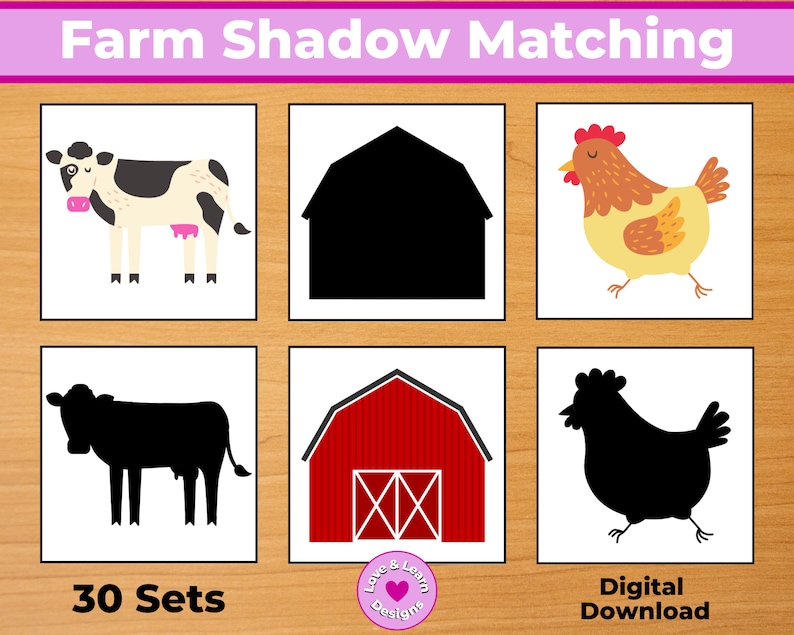 Farm Shadow Matching Cards| Child Inspited Printables| Digital Download ...