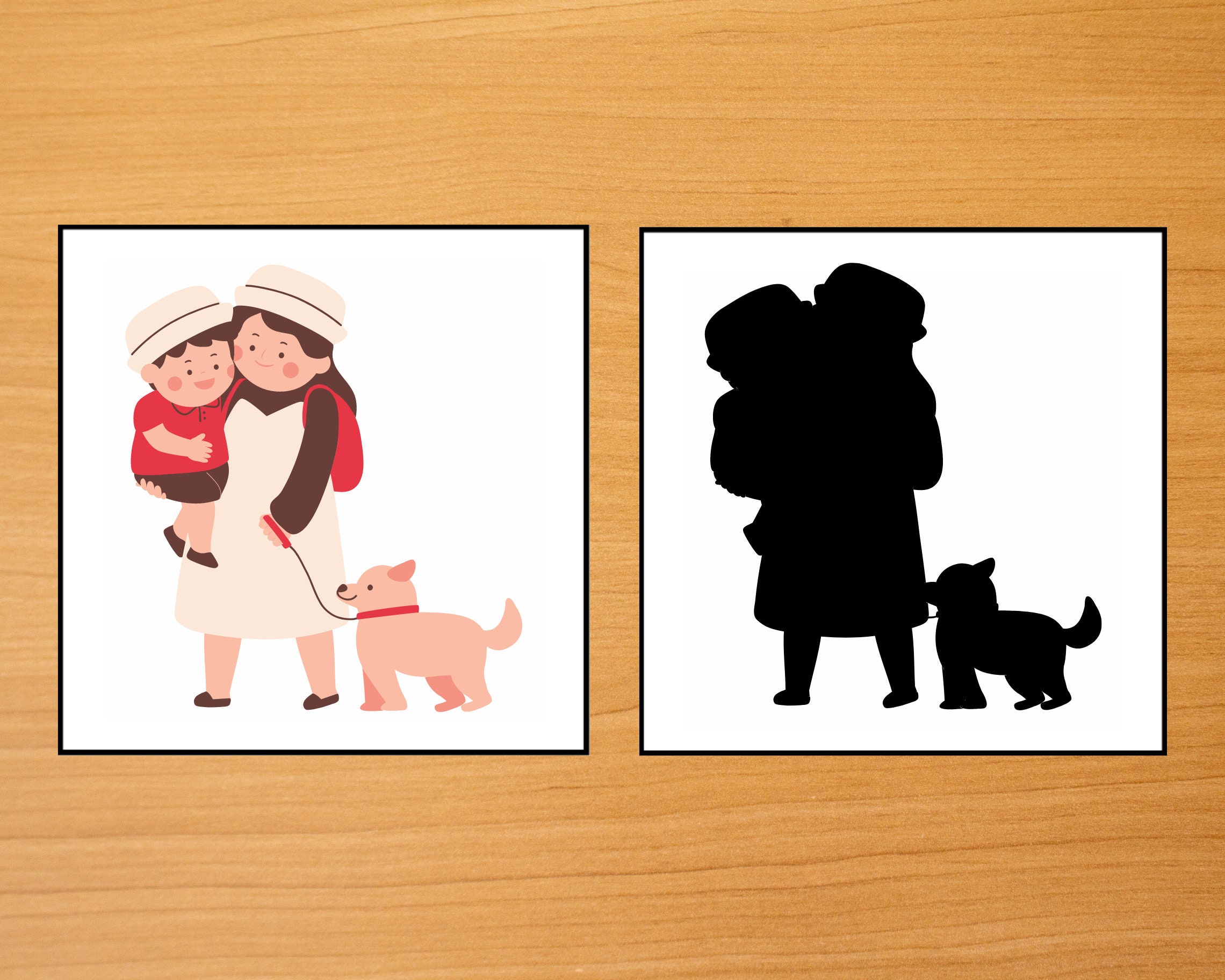 Family Shadow Matching Cards Child Inspired Printables Digital Download ...