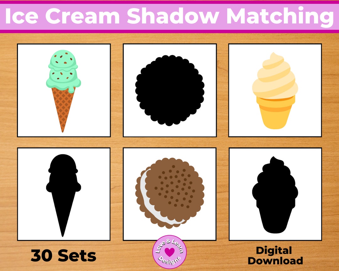 Ice Cream Shadow Matching Cards Printable Digital Download| Montessori ...