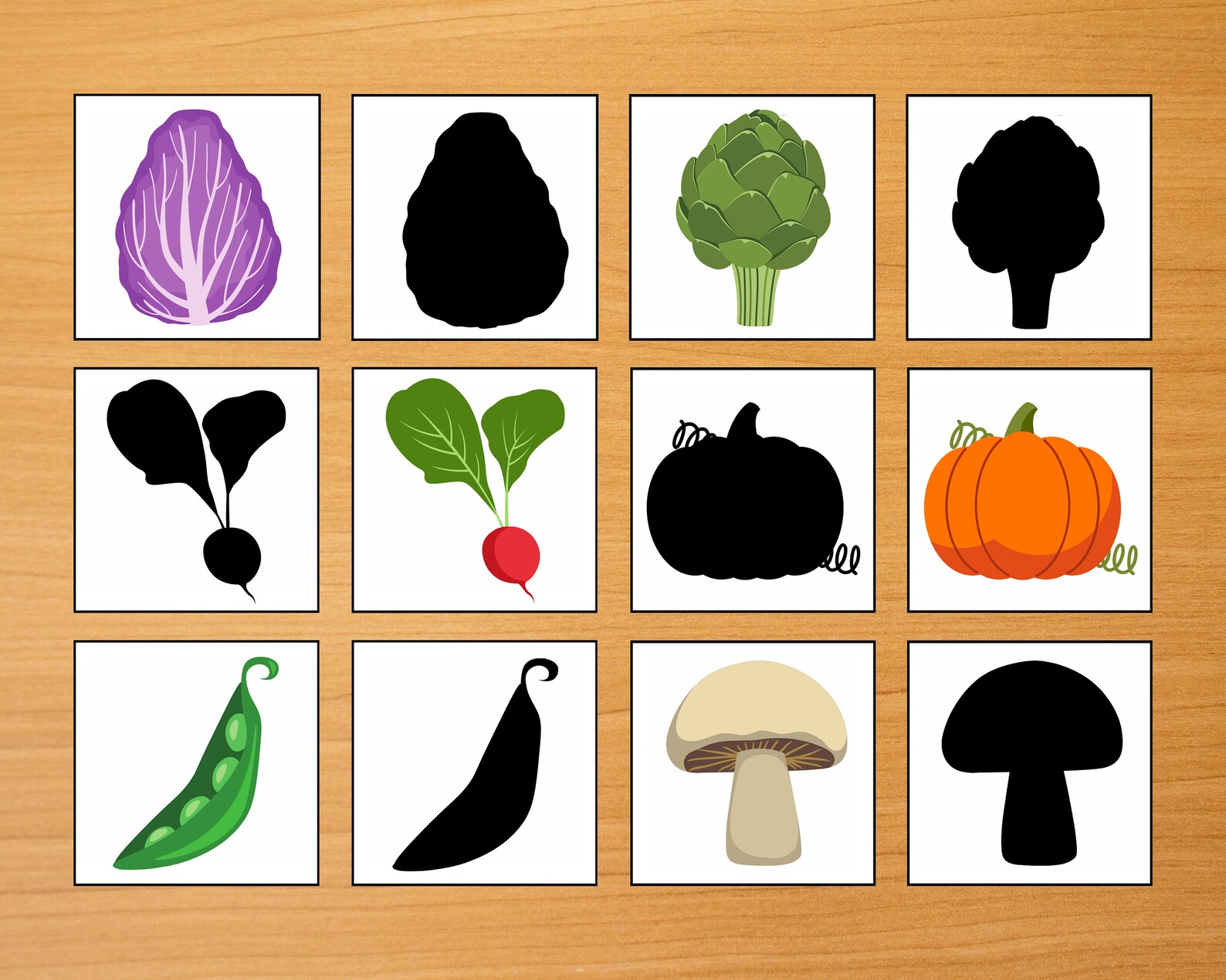 Vegetables Shadow Matching Cards Printable Digital Download| Montessori ...