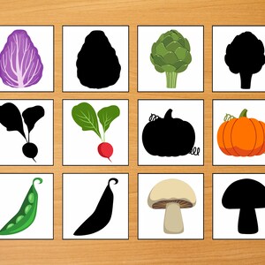 Vegetables Shadow Matching Cards Printable Digital Download| Montessori ...