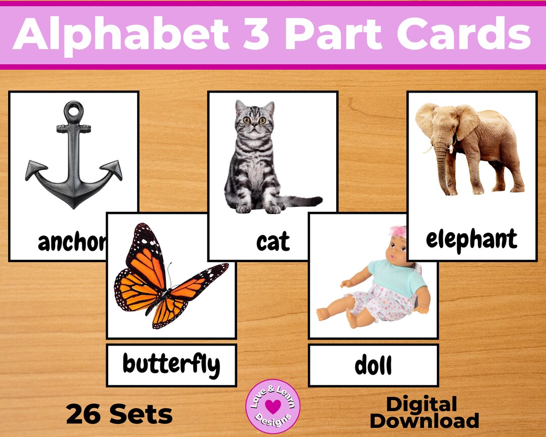 A-Z Alphabet Words 3 Part Cards| Child Inspired Printable| Digital ...