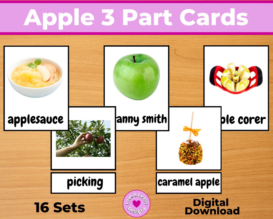 Apple 3 Part Cards| Child Inspired Printable| Digital Download ...