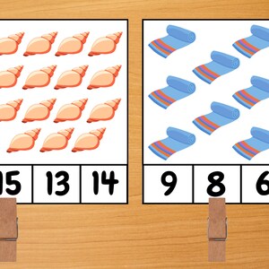 Beach Count and Clip Cards Printable Digital Download - Etsy