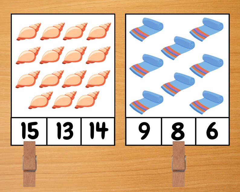 Beach Count and Clip Cards| Printable Digital Download| Montessori ...
