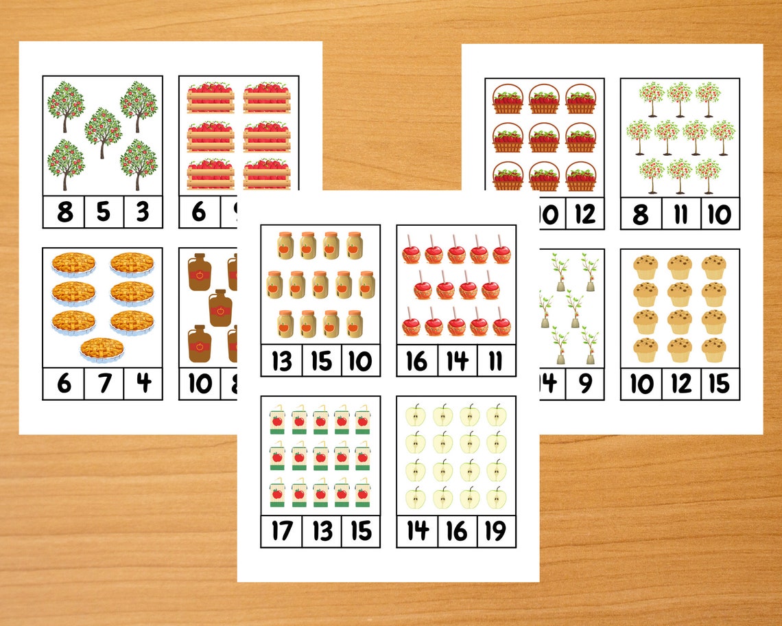 Apples Count and Clip Cards Printable Digital Download Montessori ...