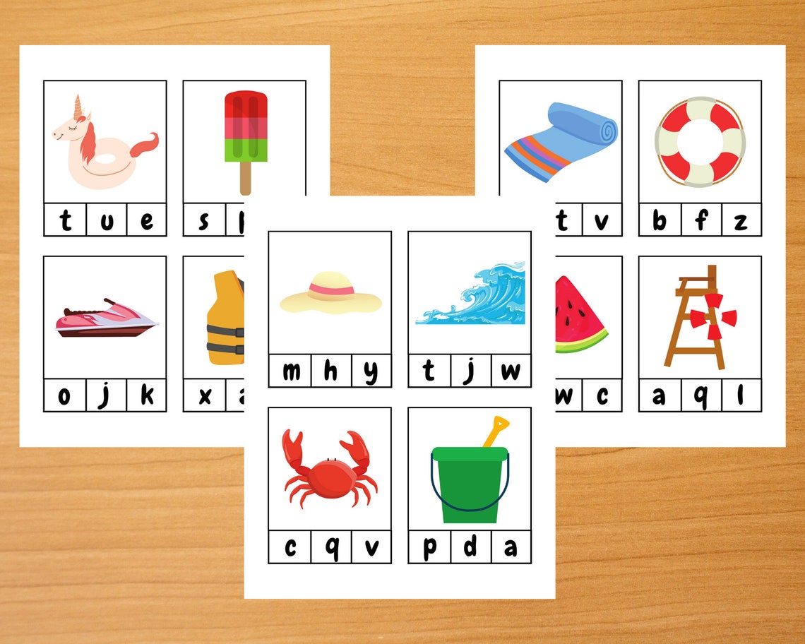 Beach Beginning Letter Sound Clip Cards| Printable Digital Download ...
