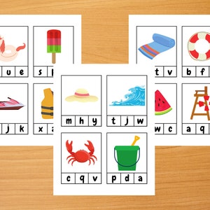 Beach Beginning Letter Sound Clip Cards| Printable Digital Download ...