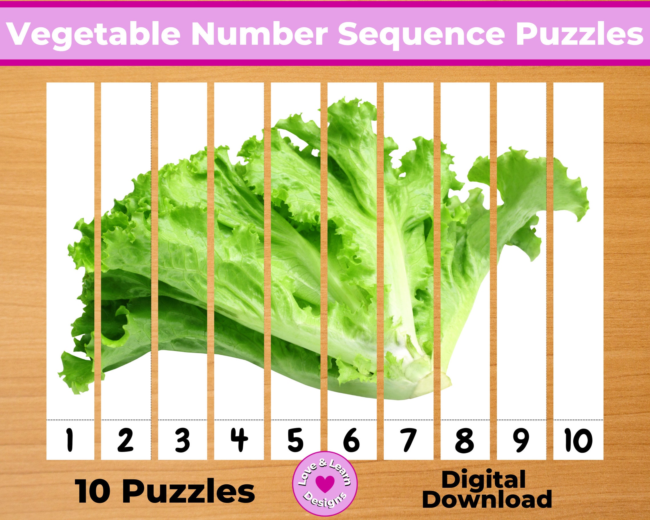 Vegetables Number Sequence Puzzles Child Inspired Printables Digital ...