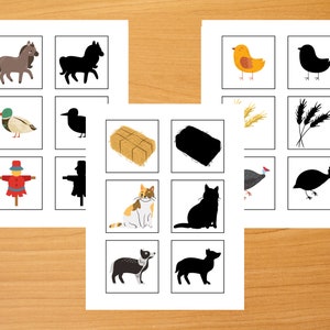 Farm Shadow Matching Cards| Child Inspited Printables| Digital Download ...