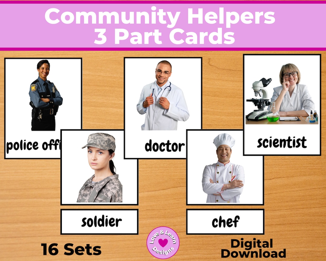 Community Helpers 3 Part Cards Child Inspired Printable - Etsy