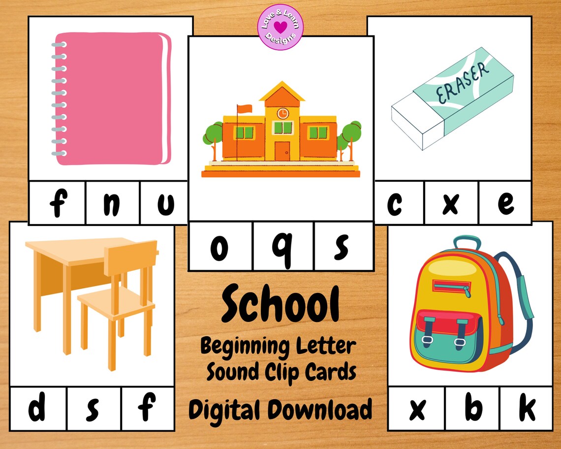School Beginning Letter Sound Clip Cards| Printable Digital Download ...