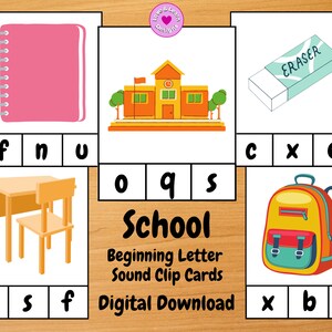 School Beginning Letter Sound Clip Cards| Printable Digital Download ...