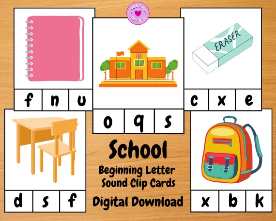School Beginning Letter Sound Clip Cards Printable Digital - Etsy