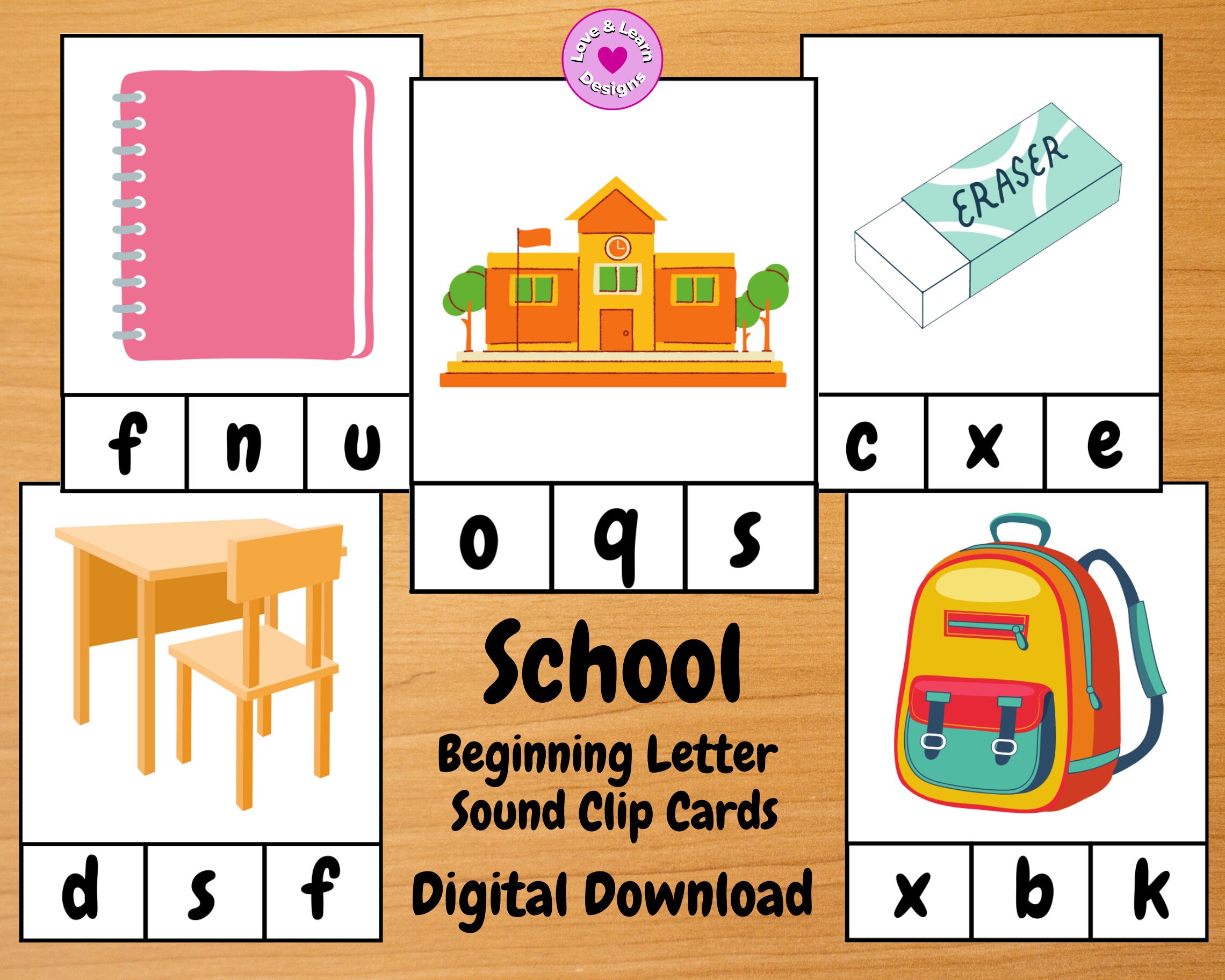 School Beginning Letter Sound Clip Cards| Printable Digital Download ...