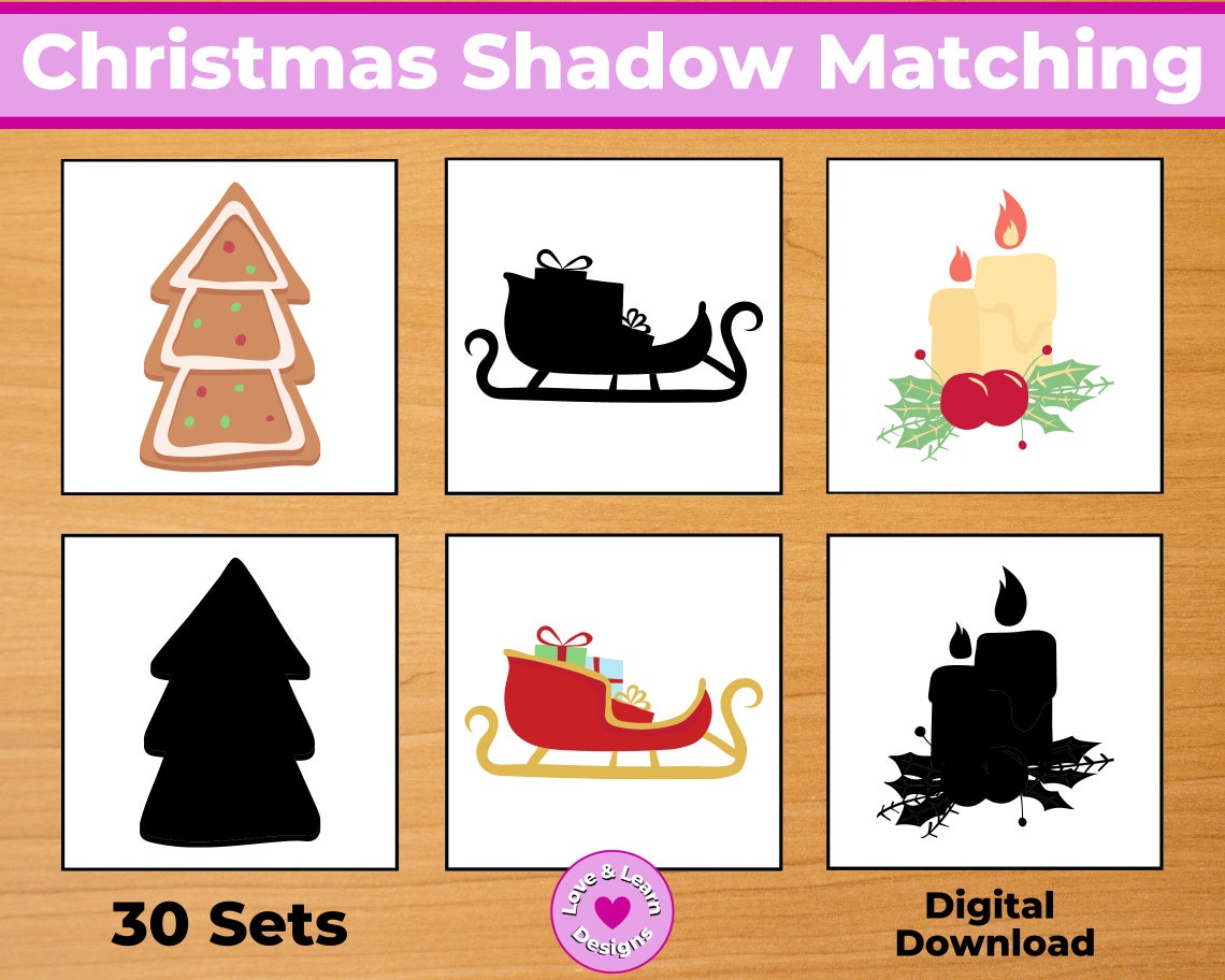 Christmas Shadow Matching Cards| Child Inspired Printables| Digital ...