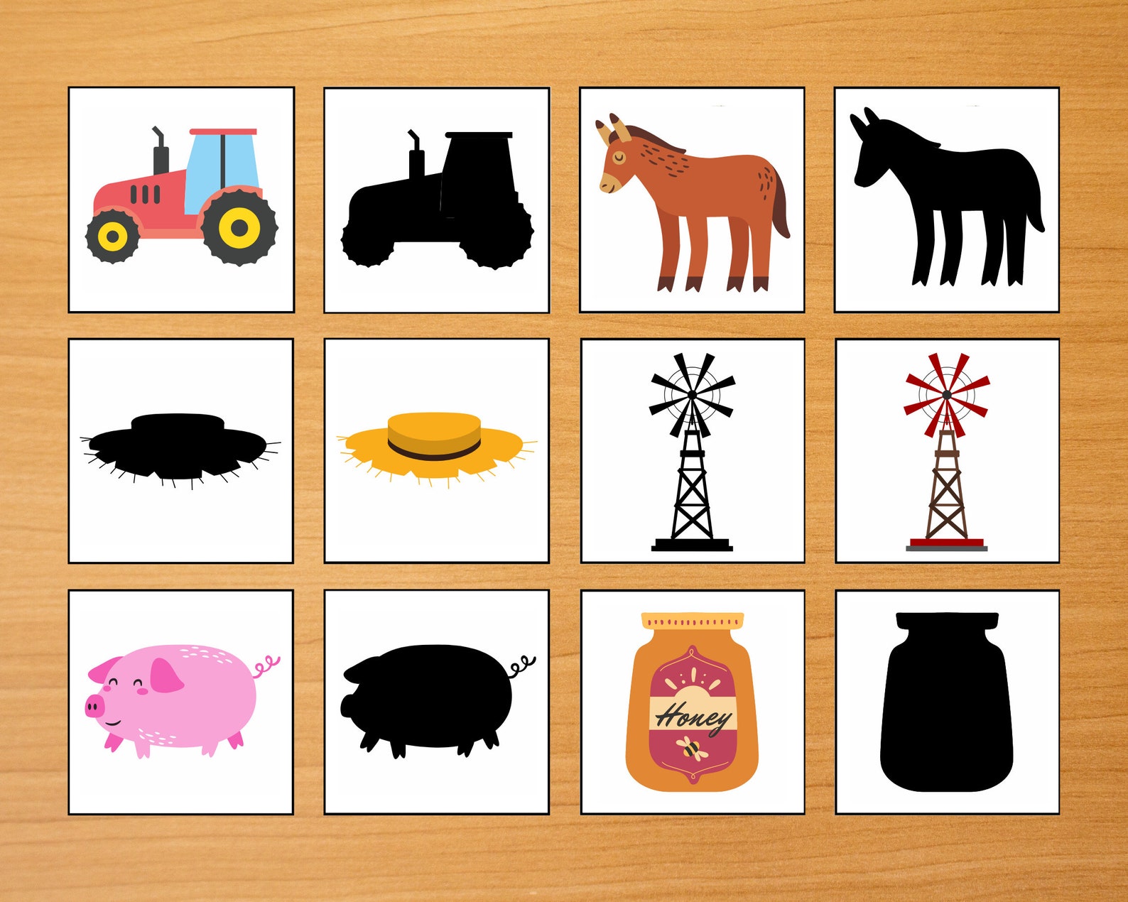 Farm Shadow Matching Cards| Child Inspited Printables| Digital Download ...