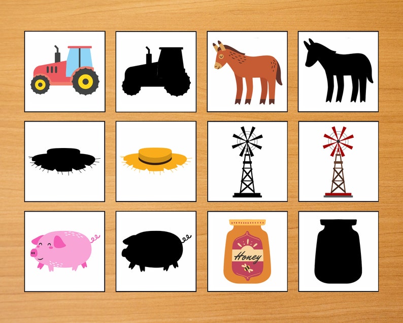Farm Shadow Matching Cards| Child Inspited Printables| Digital Download ...