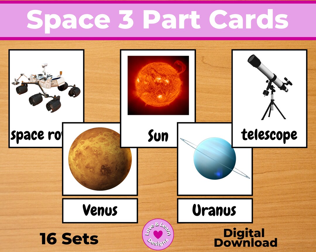 Space 3 Part Cards| Child Inspired Printable| Educational Digital ...