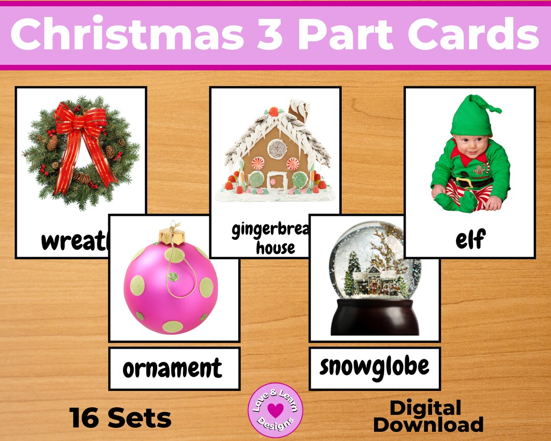 Christmas 3 Part Cards| Child Inspired Printable| Educational Digital ...