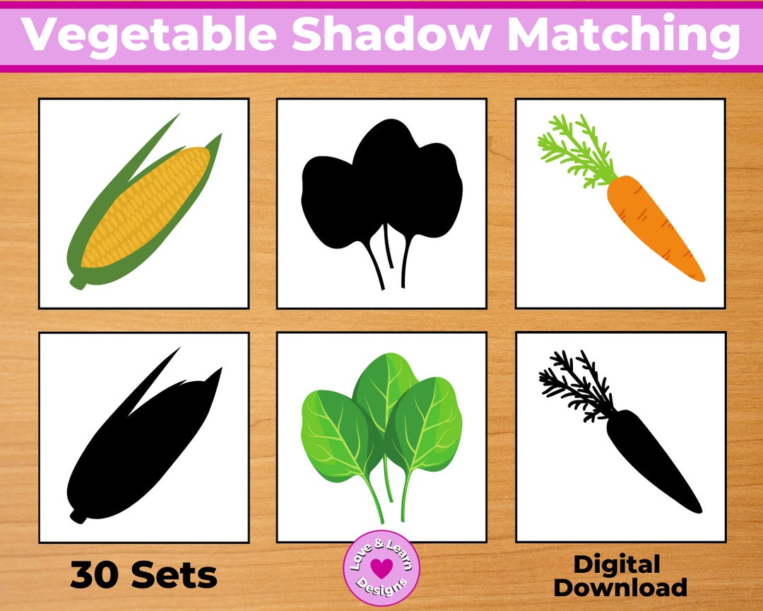 Vegetables Shadow Matching Cards Printable Digital Download| Montessori ...