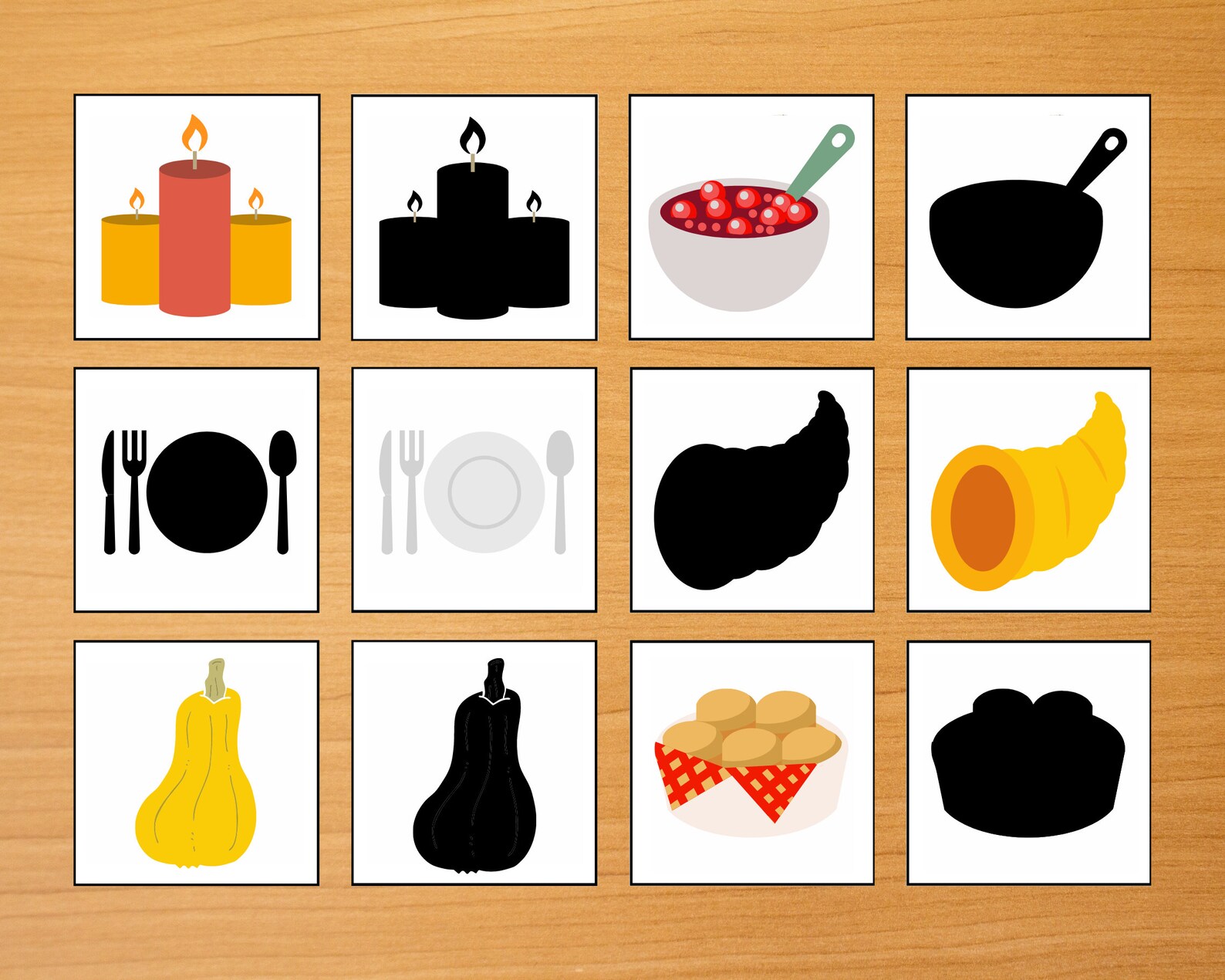 Thanksgiving Shadow Matching Cards| Child Inspired Printables| Digital ...