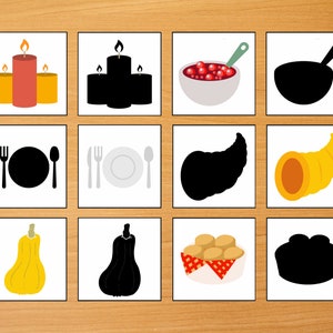 Thanksgiving Shadow Matching Cards| Child Inspired Printables| Digital ...
