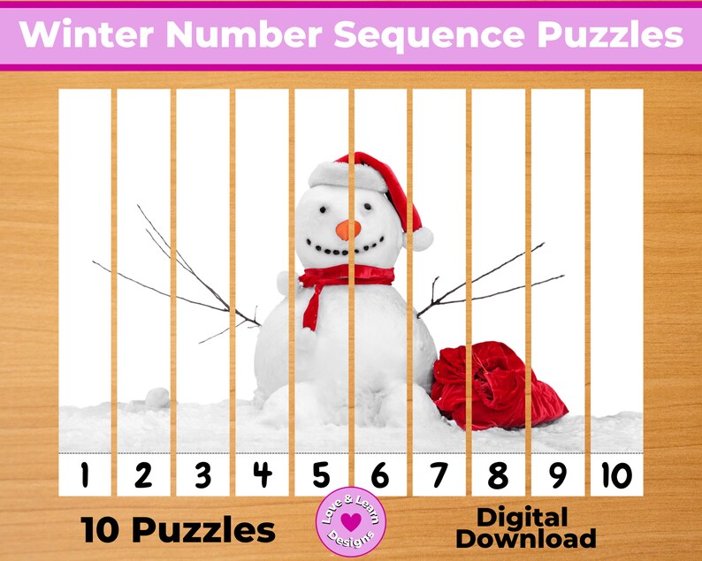 Winter Number Sequence Puzzles| Child Inspired Printables| Digital ...