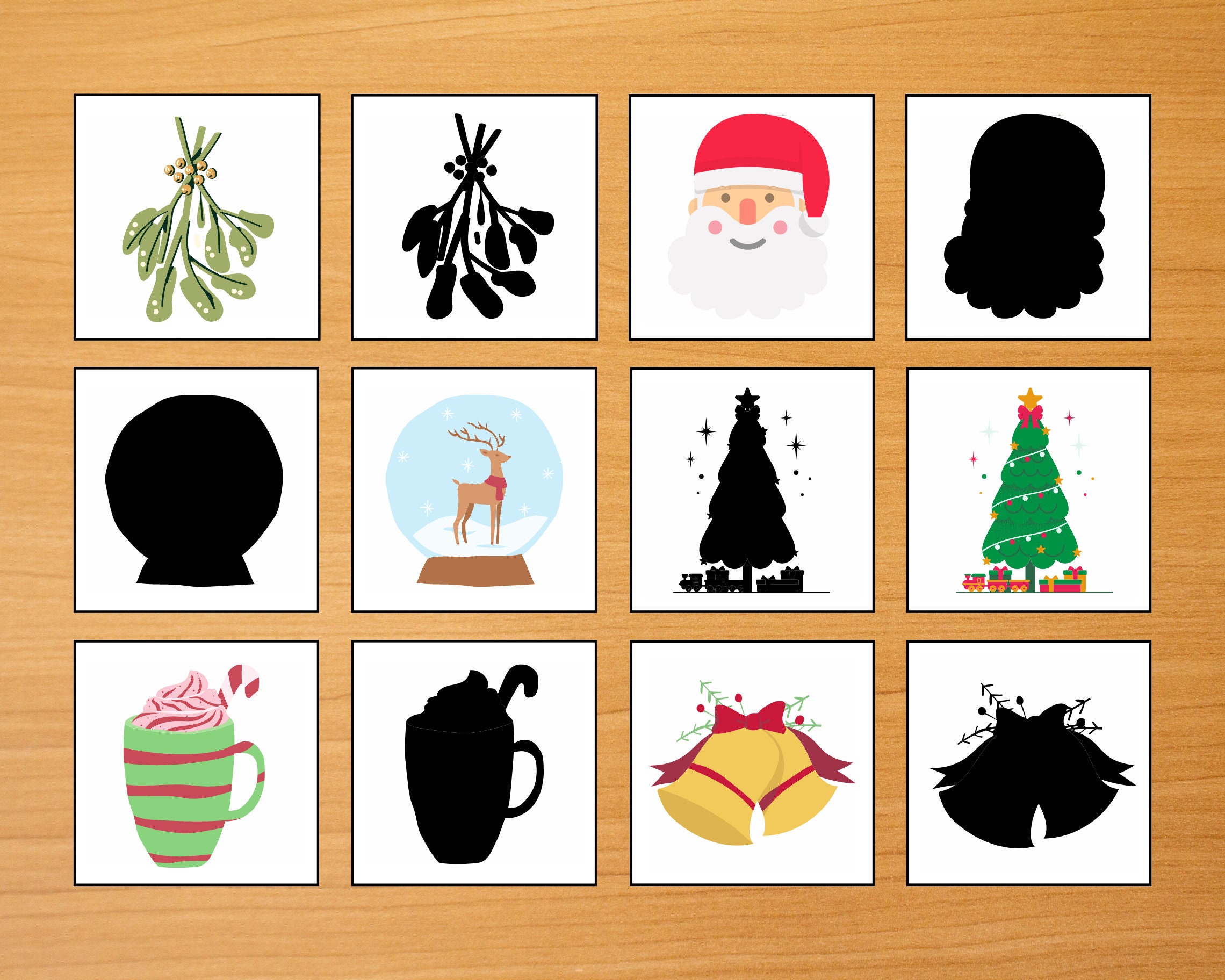 Christmas Shadow Matching Cards| Child Inspired Printables| Digital ...