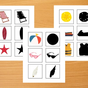 Beach Shadow Matching Cards Printable Digital Download| Montessori ...