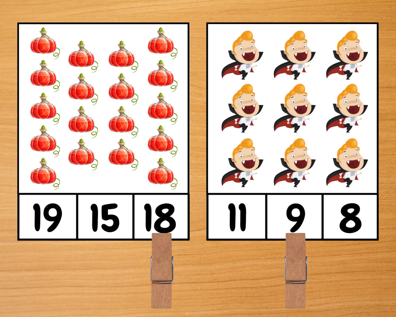 Halloween Count and Clip Cards| Child Inspired Printables| Digital ...