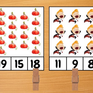 Halloween Count and Clip Cards| Child Inspired Printables| Digital ...