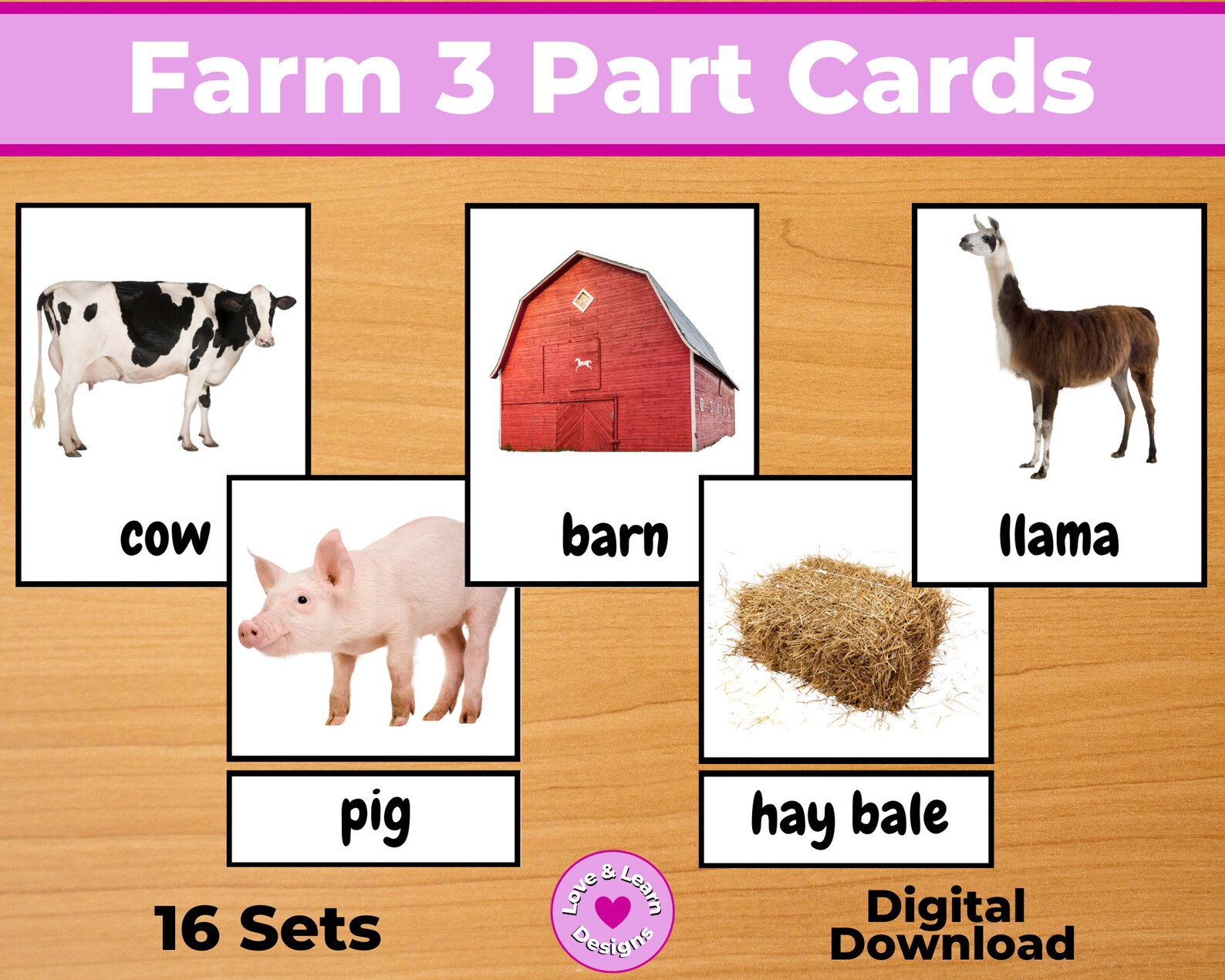 Farm 3 Part Cards| Child Inspired Printable| Educational Digital ...