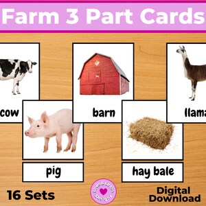 Farm 3 Part Cards| Child Inspired Printable| Educational Digital ...