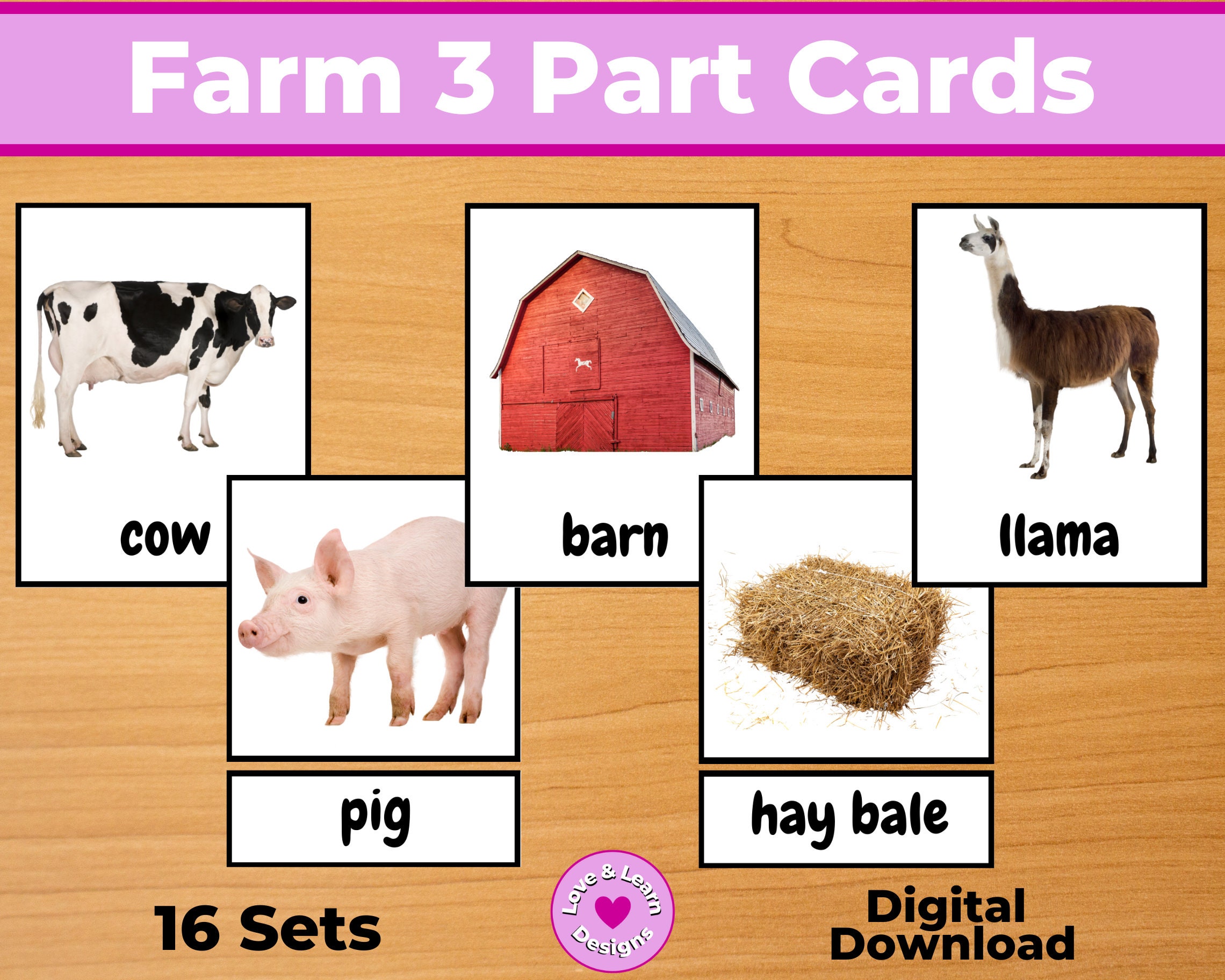 Farm 3 Part Cards| Child Inspired Printable| Educational Digital ...