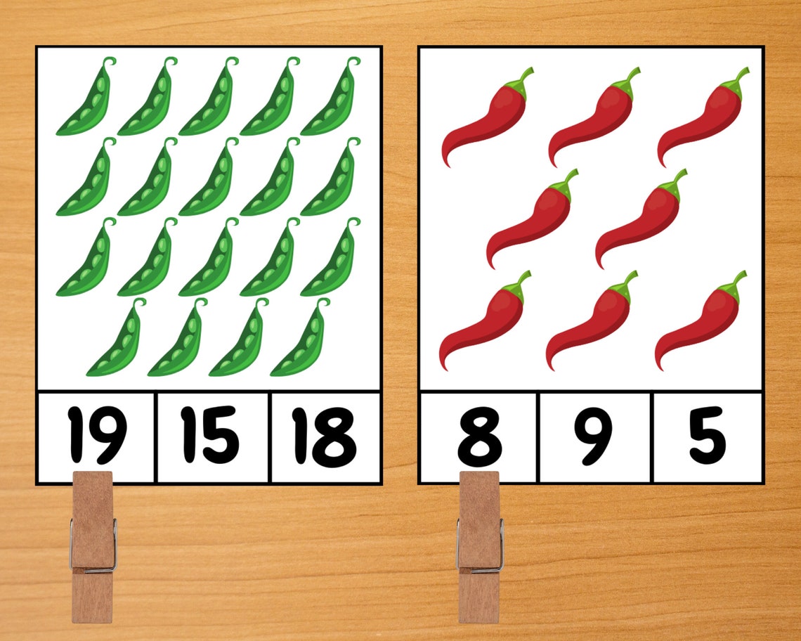 Vegetables Count and Clip Cards Printable Digital Download Montessori ...