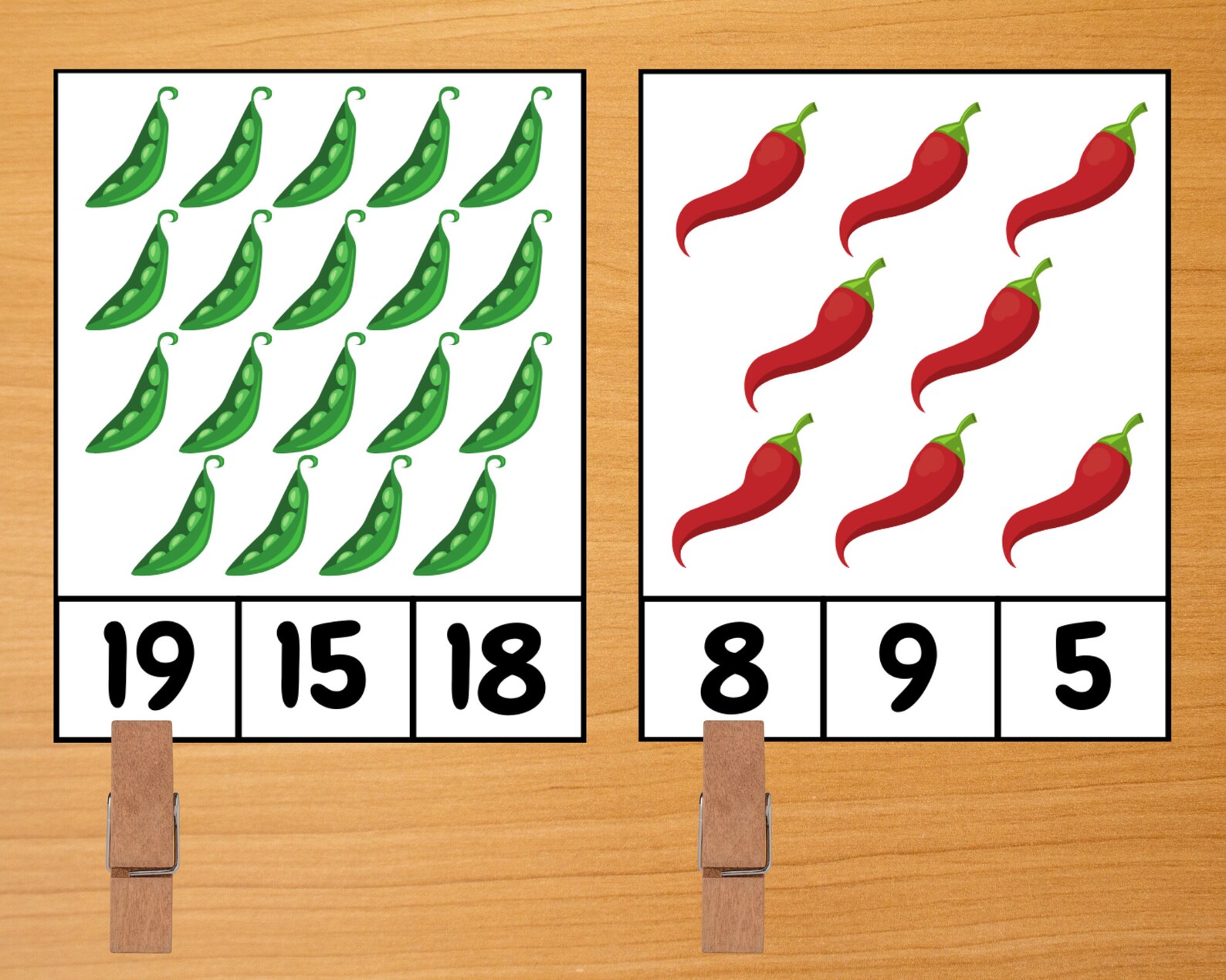 Vegetables Count and Clip Cards| Printable Digital Download| Montessori ...