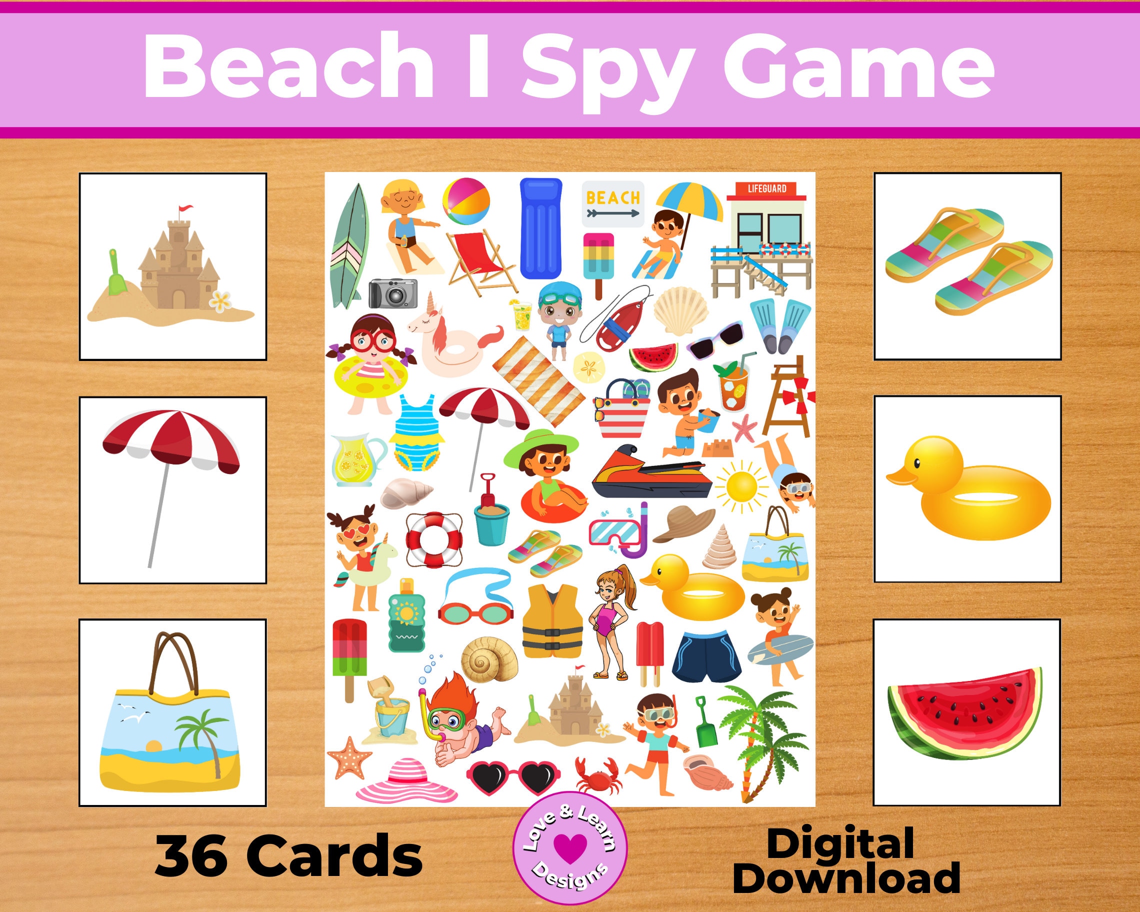 Beach I Spy Matching Game| Digital Download| Printable Play Based ...