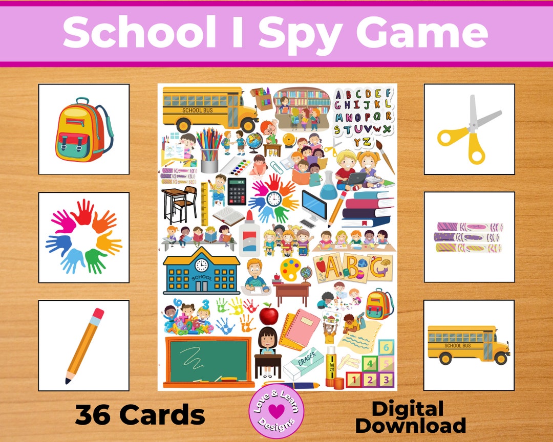 School I Spy Matching Game| Digital Download| Printable Play Based ...