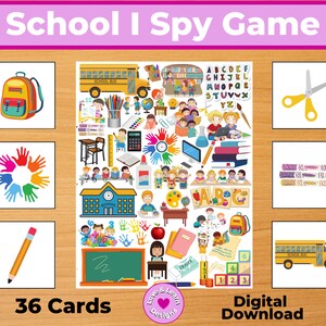 School I Spy Matching Game| Digital Download| Printable Play Based ...