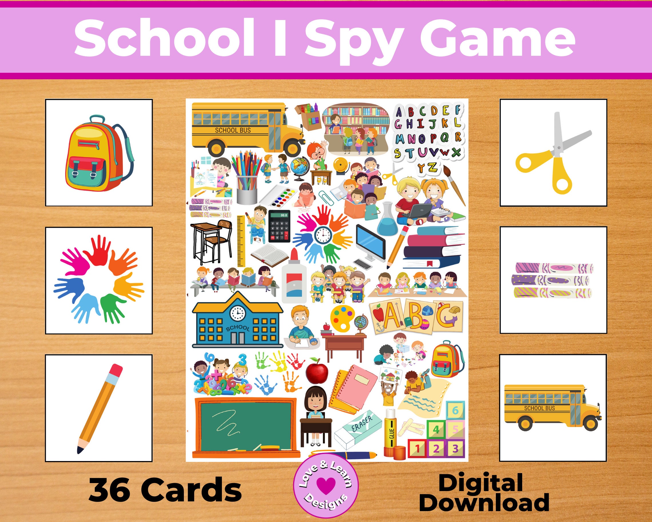 School I Spy Matching Game| Digital Download| Printable Play Based ...