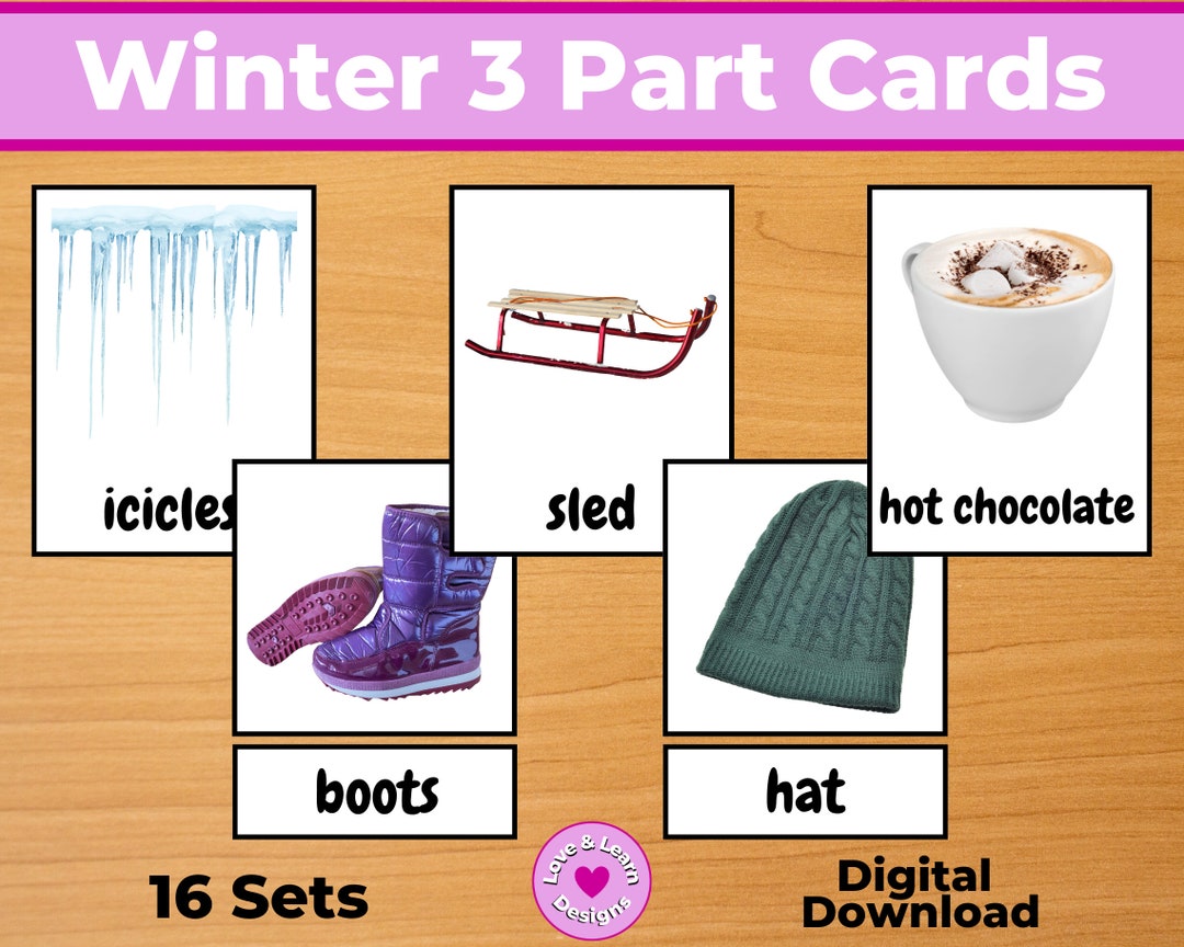 Winter 3 Part Cards| Child Inspired Printable| Educational Digital ...